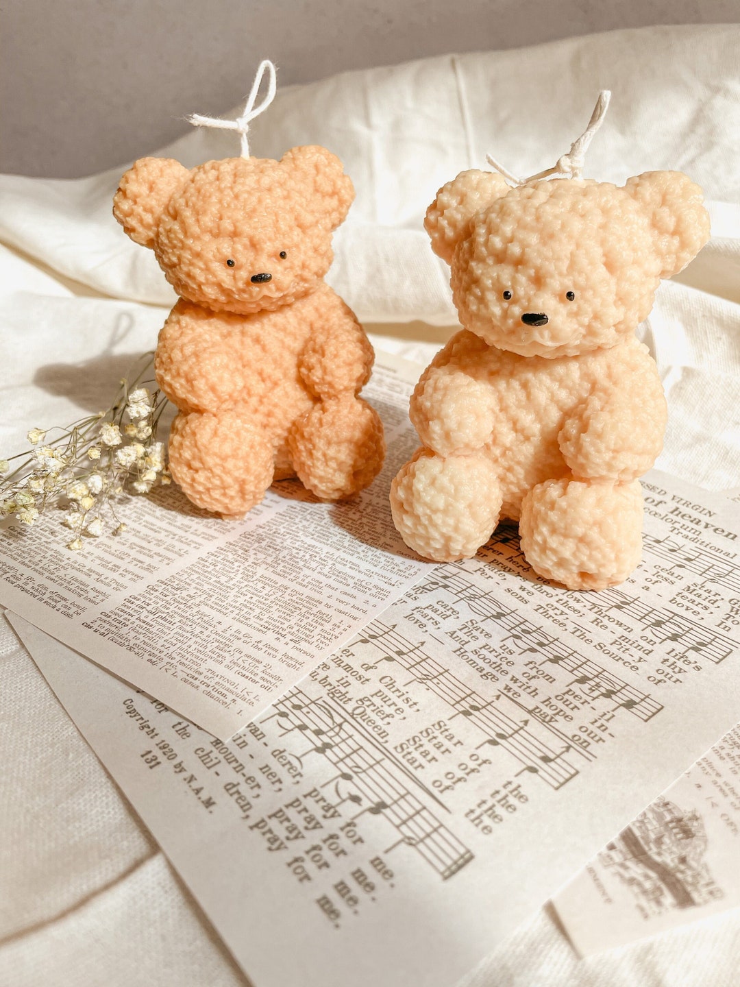 Fuzzy Bear Candle, Teddy Bear Candle, Cute Bear Candle, Sculptural ...