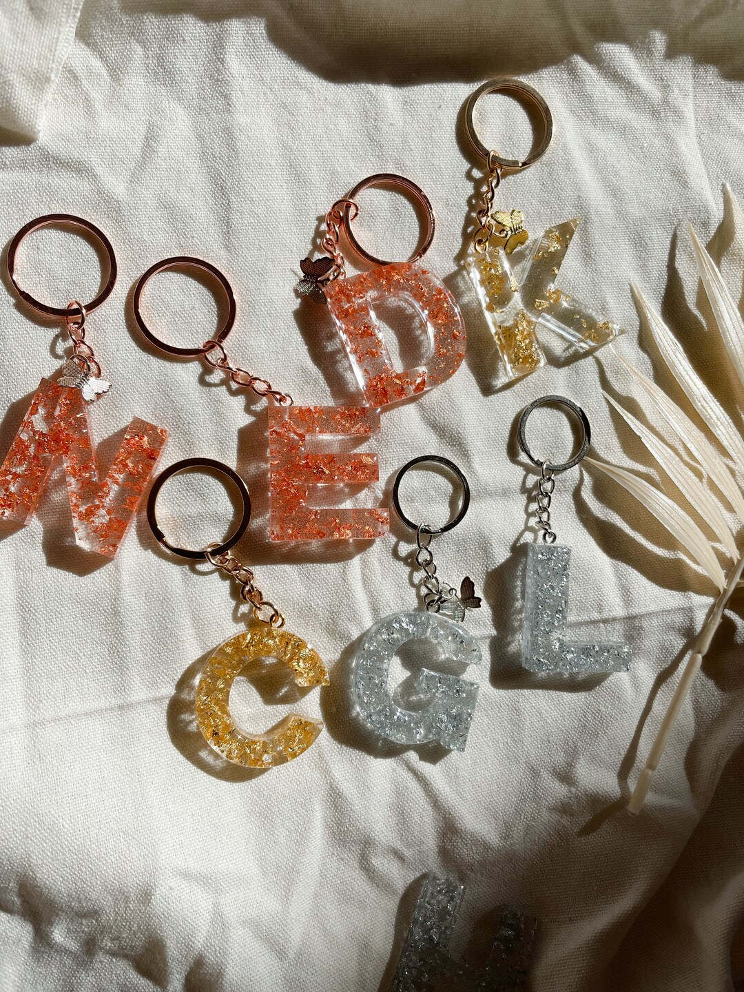 Personalized Initial Keychain, Custom Letter Keychain, Rose Gold Custom ...