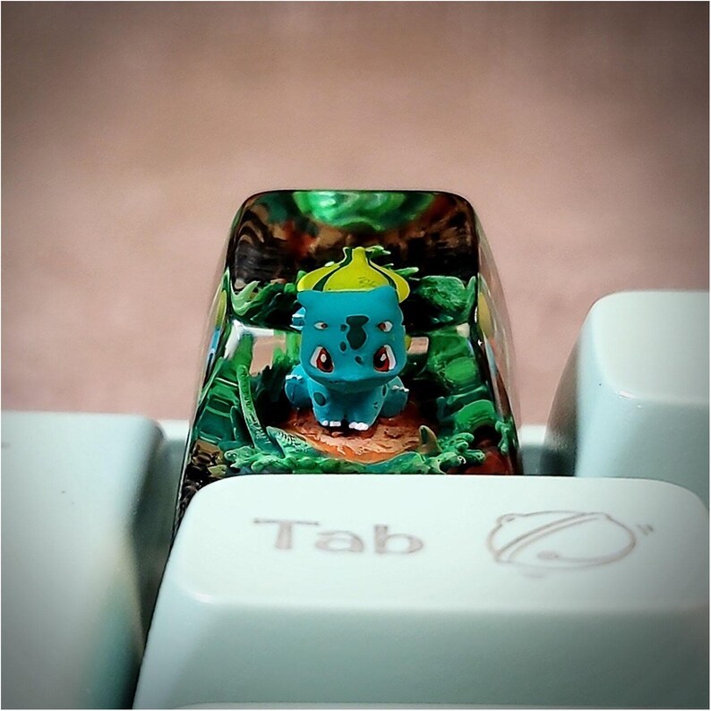 Pokemon Bulbasaur Artisan Keycaps Epoxy Resin - Etsy