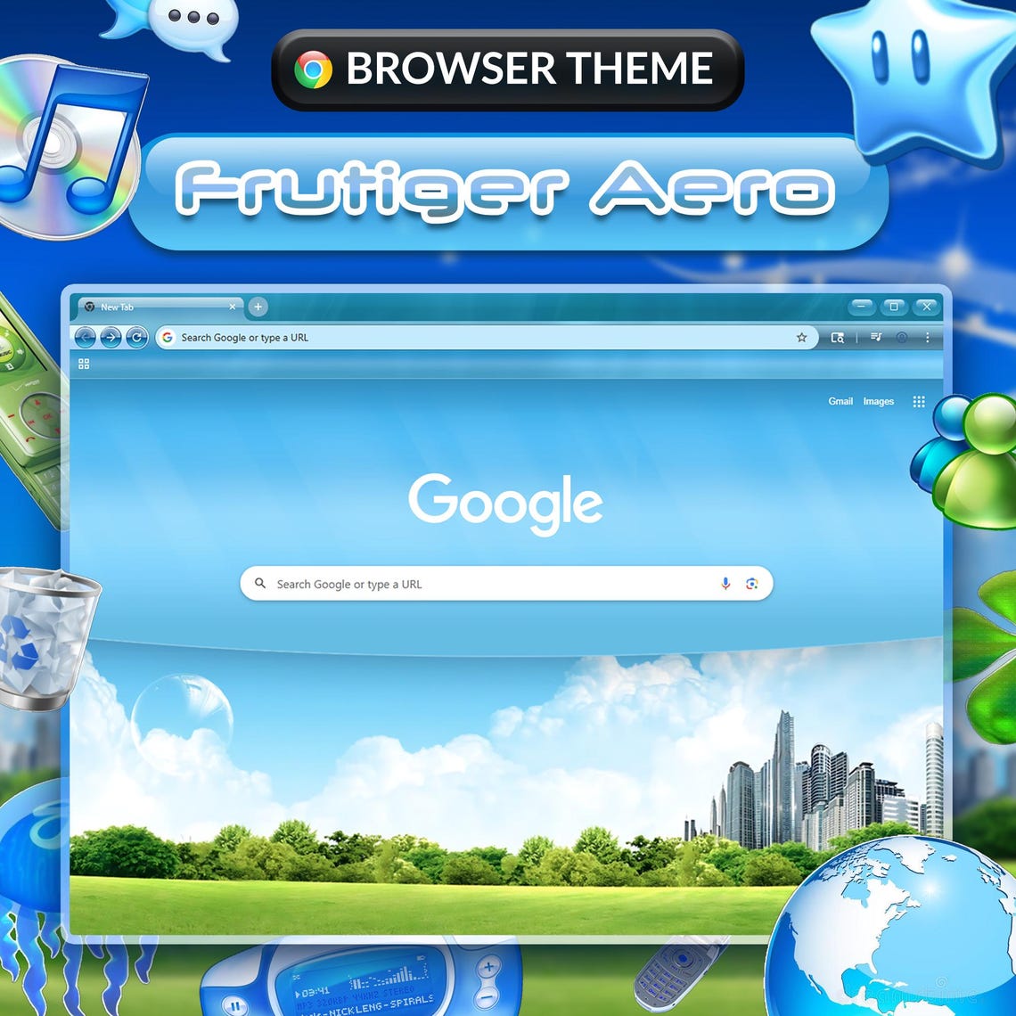 Frutiger Aero Browser Theme — Y2K Browser Aesthetic | 2000s Style ...