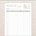 Editable Sign up Sheet Template | Printable Sign up Form | Contact ...