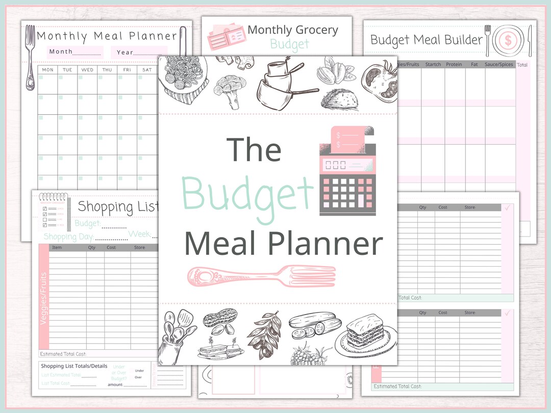 Printable Budget Meal Planner | Weekly Grocery List Printable | Pink ...