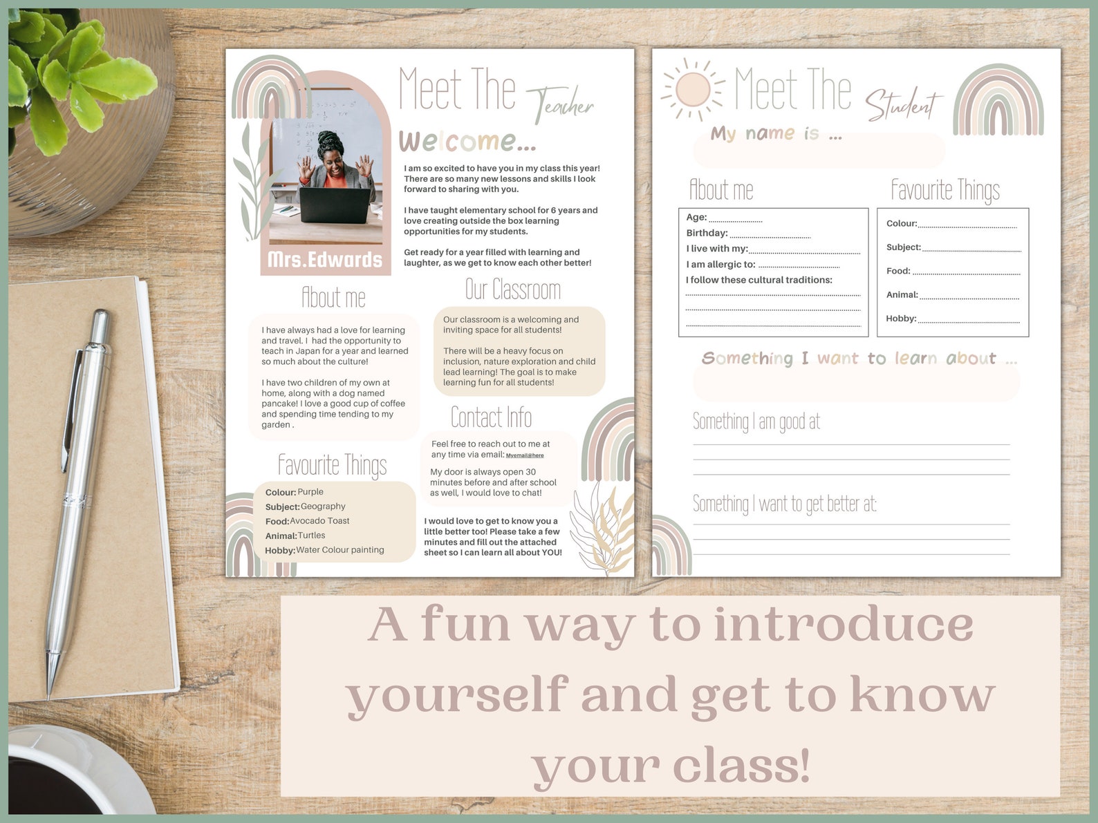 Meet the Teacher and Meet the Student, Editable Classroom Templates ...