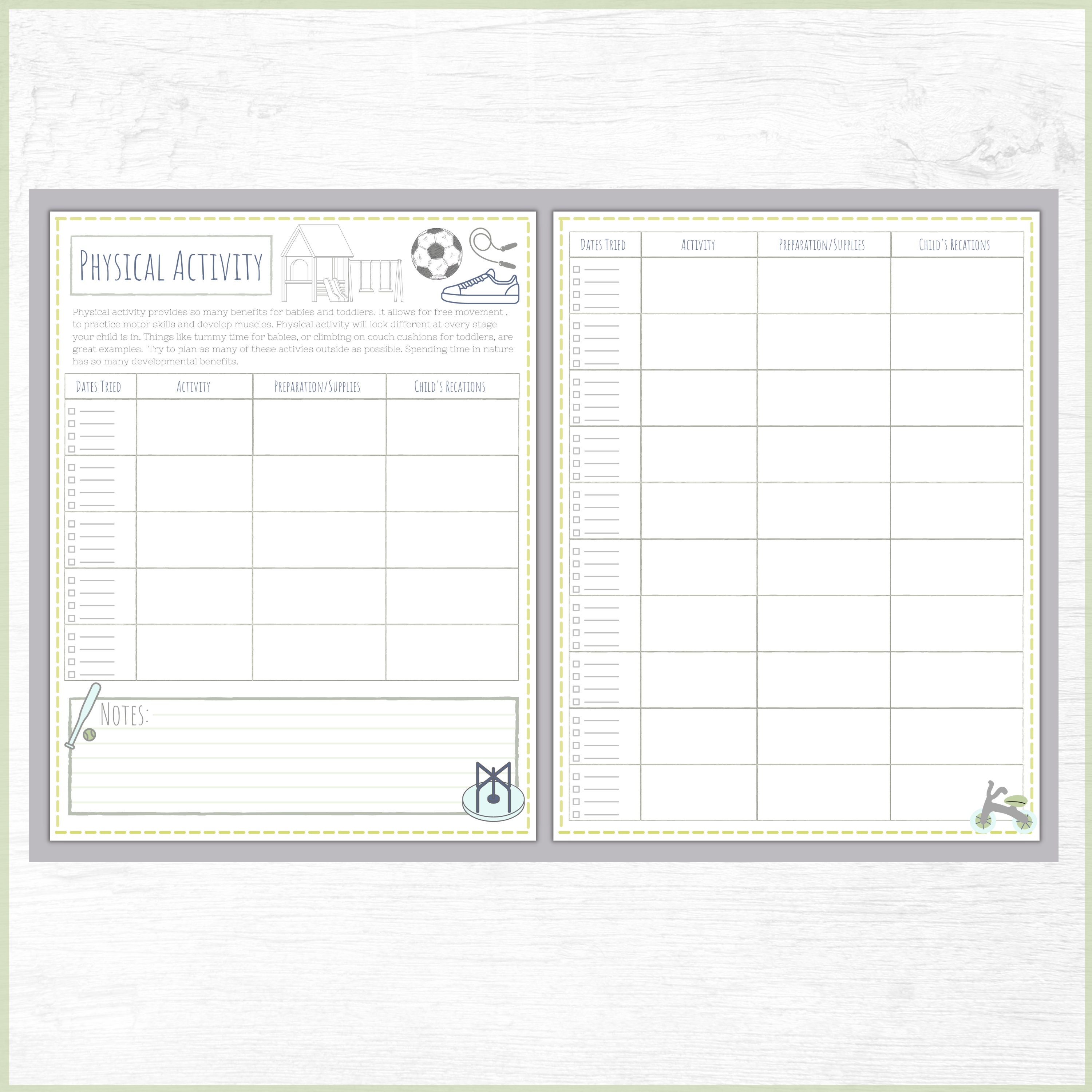 Printable Baby/toddler Activity Planner | Cute Children's Activity ...