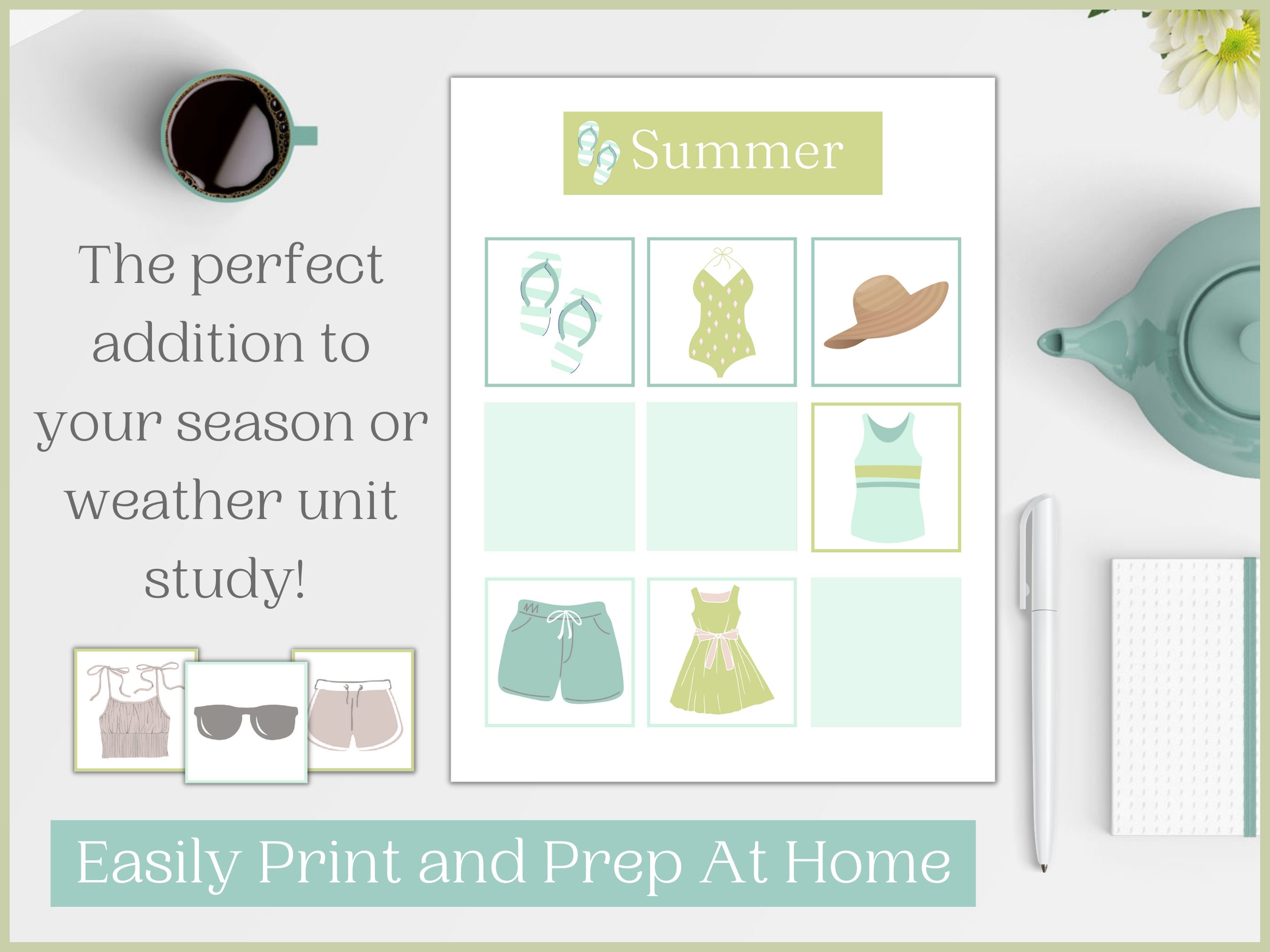 Printable Busy Book Activity Seasonal Clothing Sorting Montessori Busy ...