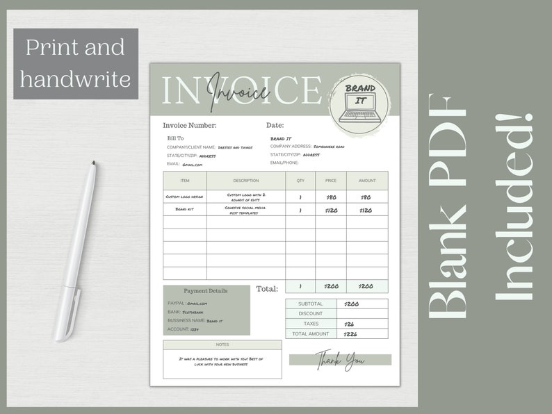Editable Canva Invoice Template Printable Order Form Template small ...