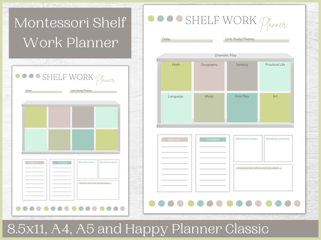 Montessori Shelf Work Lesson Planner | Homeschool Planner Printable ...