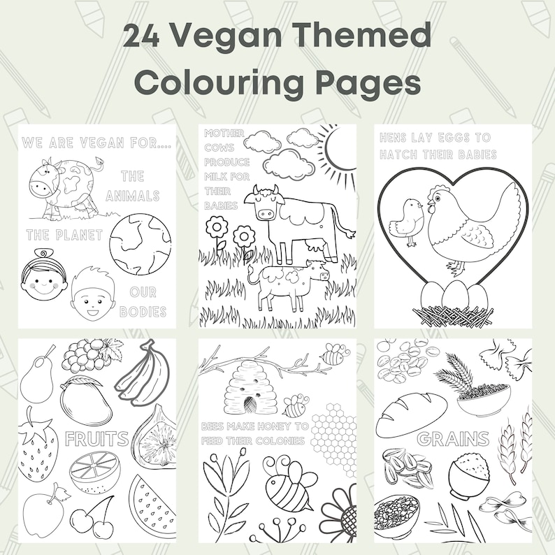 Printable Kids Vegan Colouring Pages , Vegan Colouring Book, Colouring ...