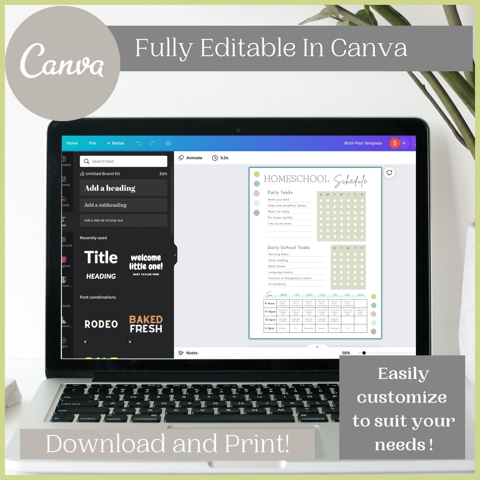 Editable Homeschool Schedule Template | Weekly Schedule and Chore Chart ...