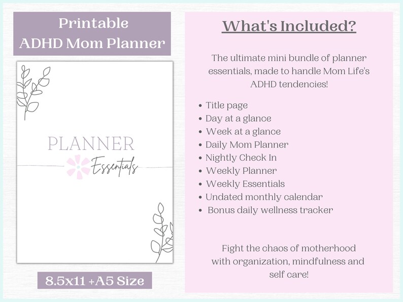 ADHD Planner for Mom Life | ADHD Daily and Weekly Planner | Wellness ...