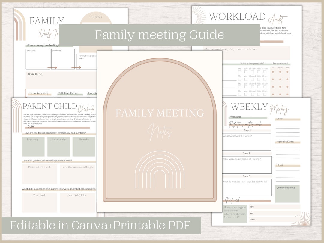 Family Meeting Guide | Household Planner | Printable Family Meeting ...