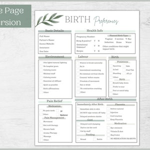 Printable and Editable Birth Plan Template | Neutral Colours Birth Plan ...