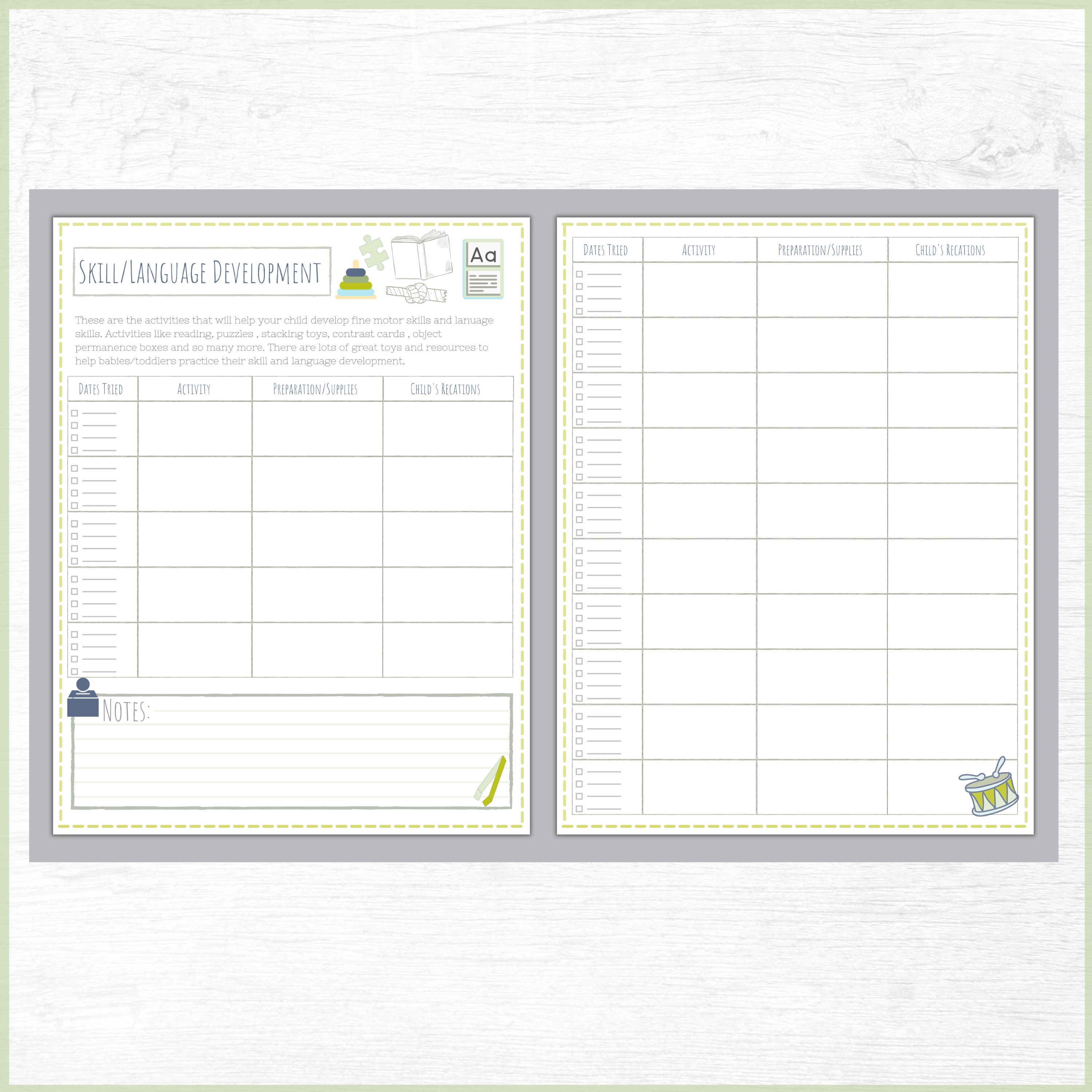 Printable Baby/toddler Activity Planner | Cute Children's Activity ...