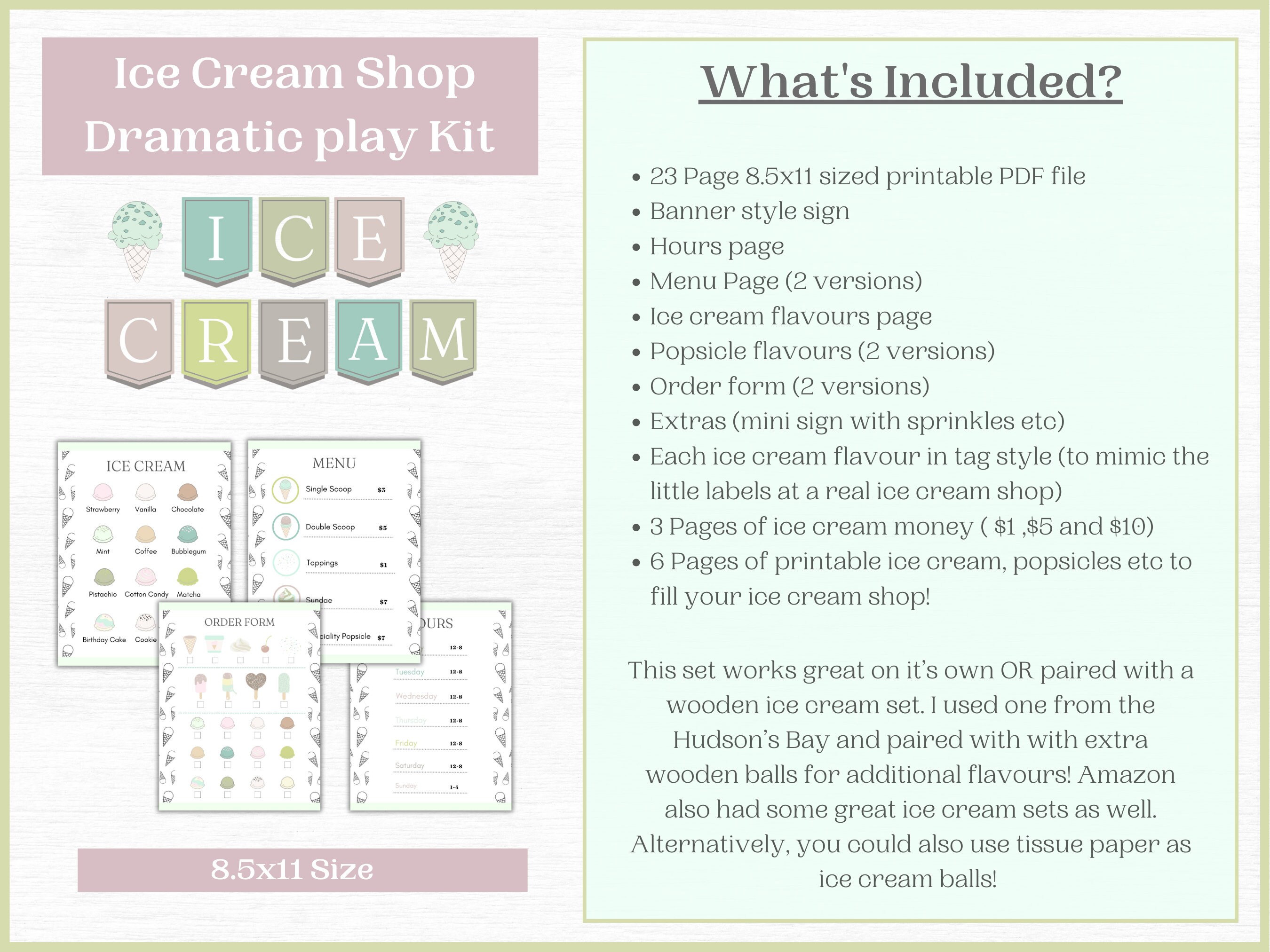 Ice Cream Shop Dramatic Play Printables | Summer Activities | Pretend ...