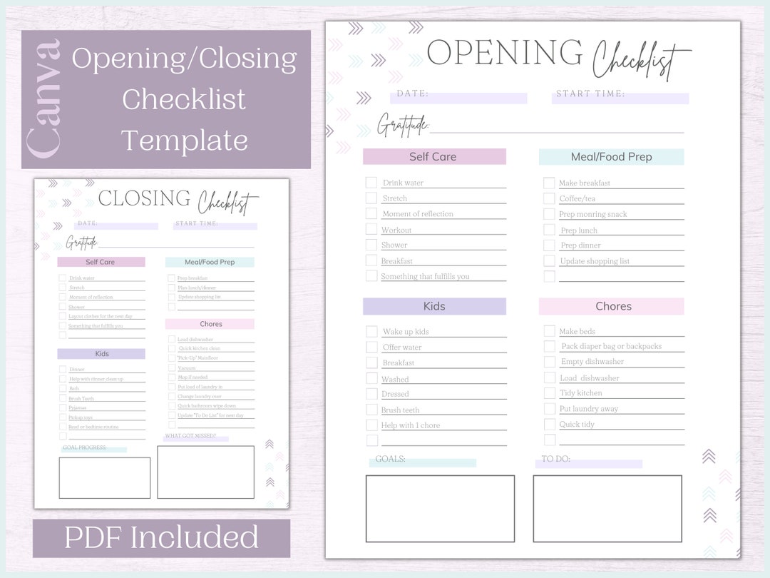 Editable Cleaning Schedule | Opening and Closing Household Cleaning ...