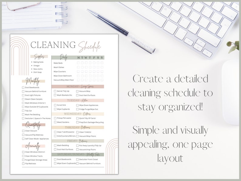 Printable Cleaning Schedule | Editable Cleaning Schedule Template - Etsy