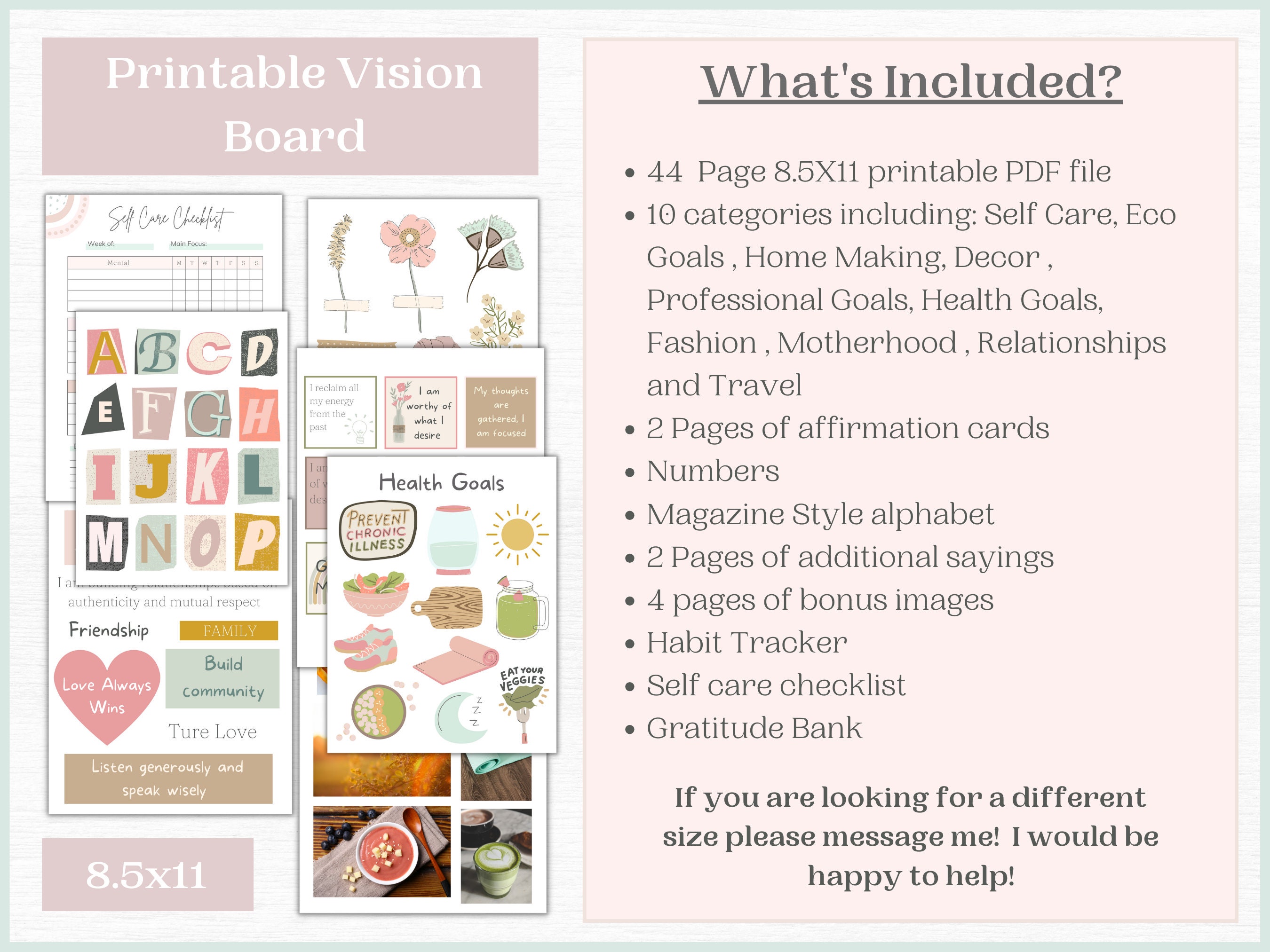Printable Vision Board Kit Manifestation Journal Gratitude Journal and ...