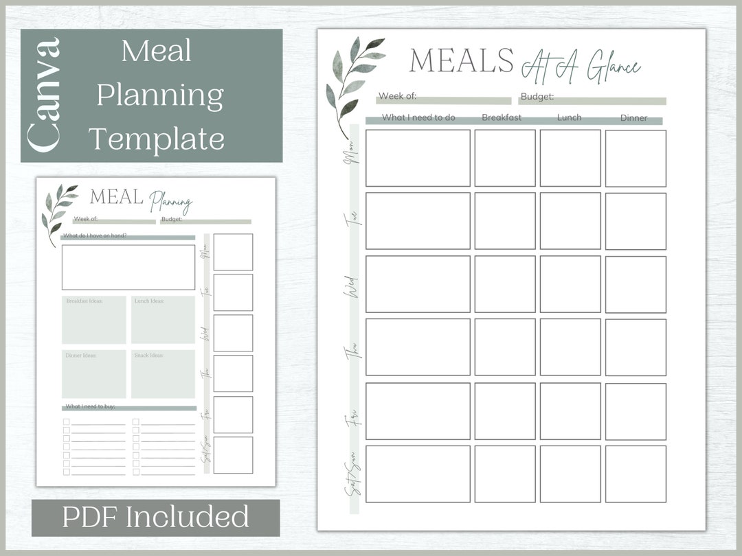 Editable Weekly Meal Planner Template | Canva Meal Planner Template ...