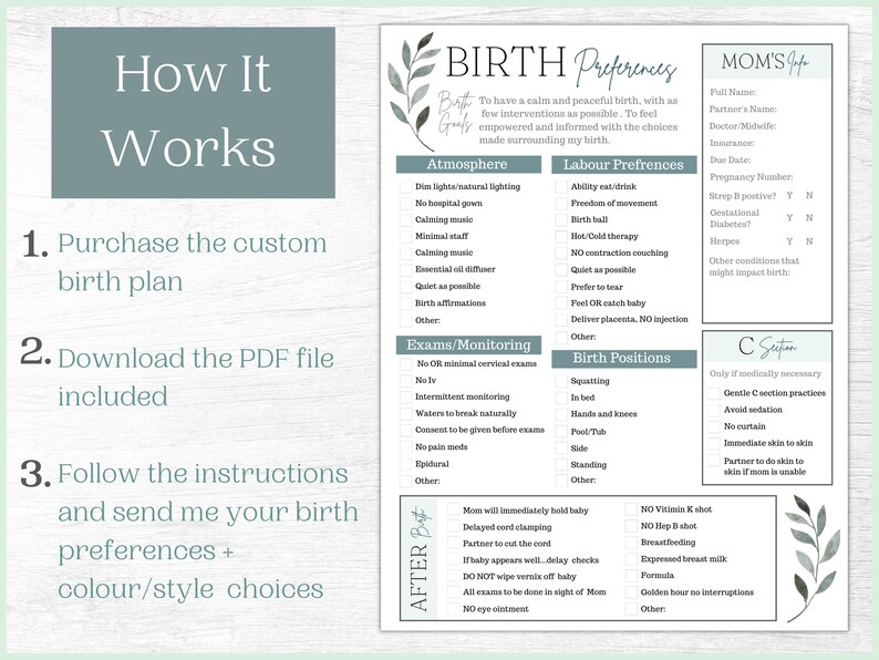 Custom Birth Plan Template - Etsy