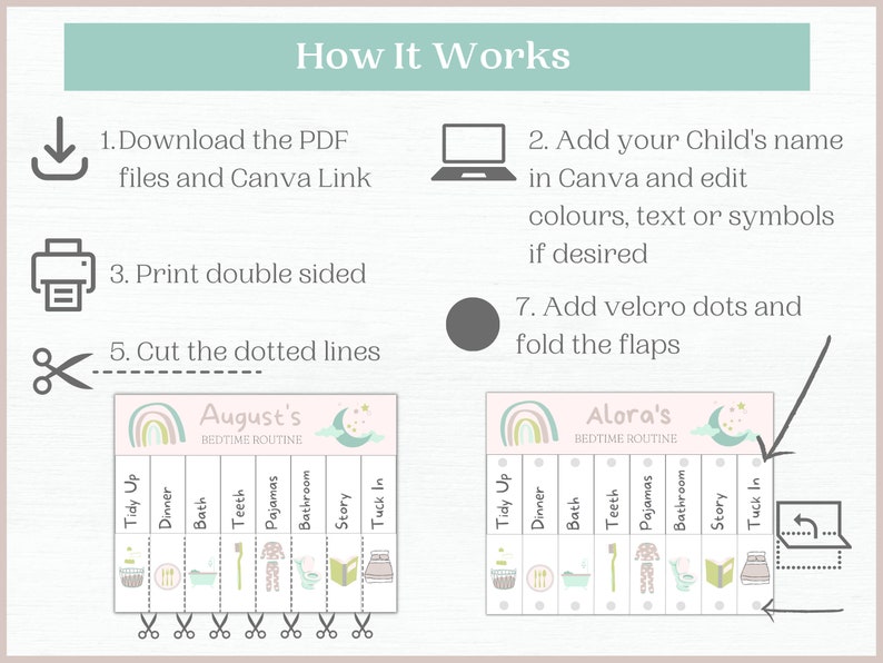 Editable Toddler Bedtime Routine Chart Printable Chore Chart - Etsy