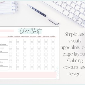 Editable Chore Chart for Kids | Pastel Colours and Minimalist Design - Etsy