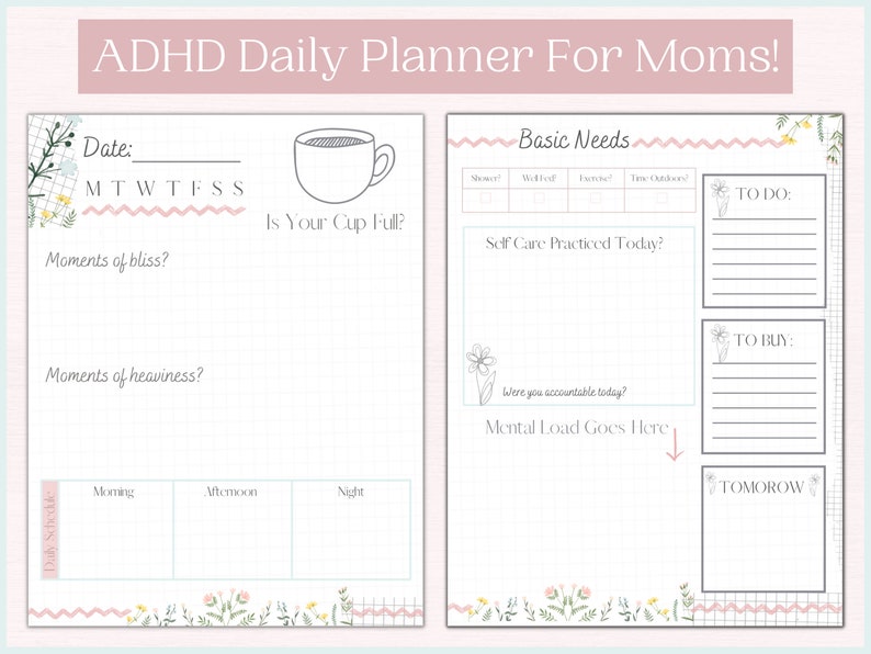 ADHD Planner Daily ADHD Mom Planner ADHD Planner and Wellness Journal ...