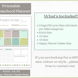 Montessori Shelf Work Lesson Planner | Homeschool Planner Printable ...