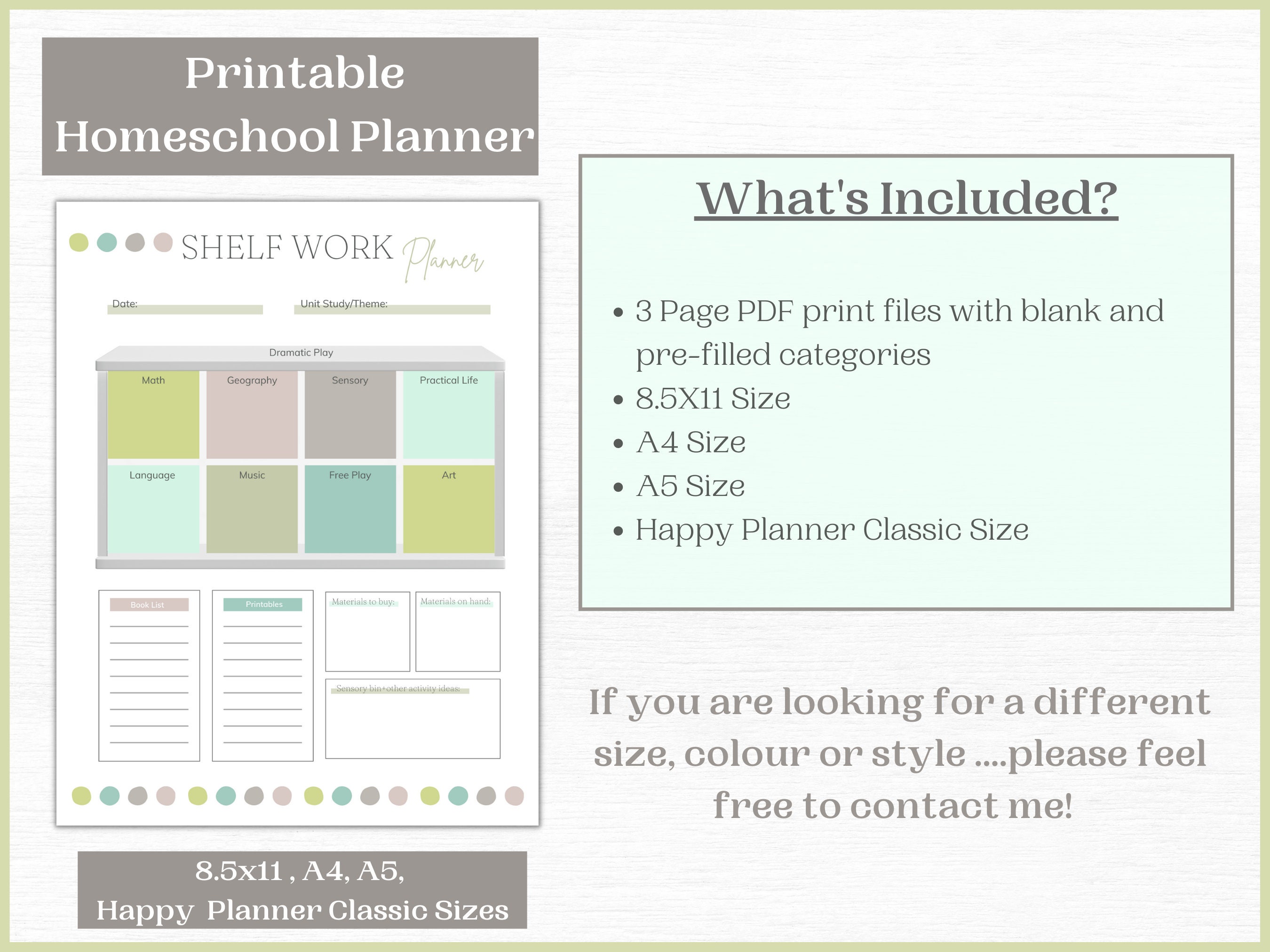 Montessori Shelf Work Lesson Planner | Homeschool Planner Printable ...