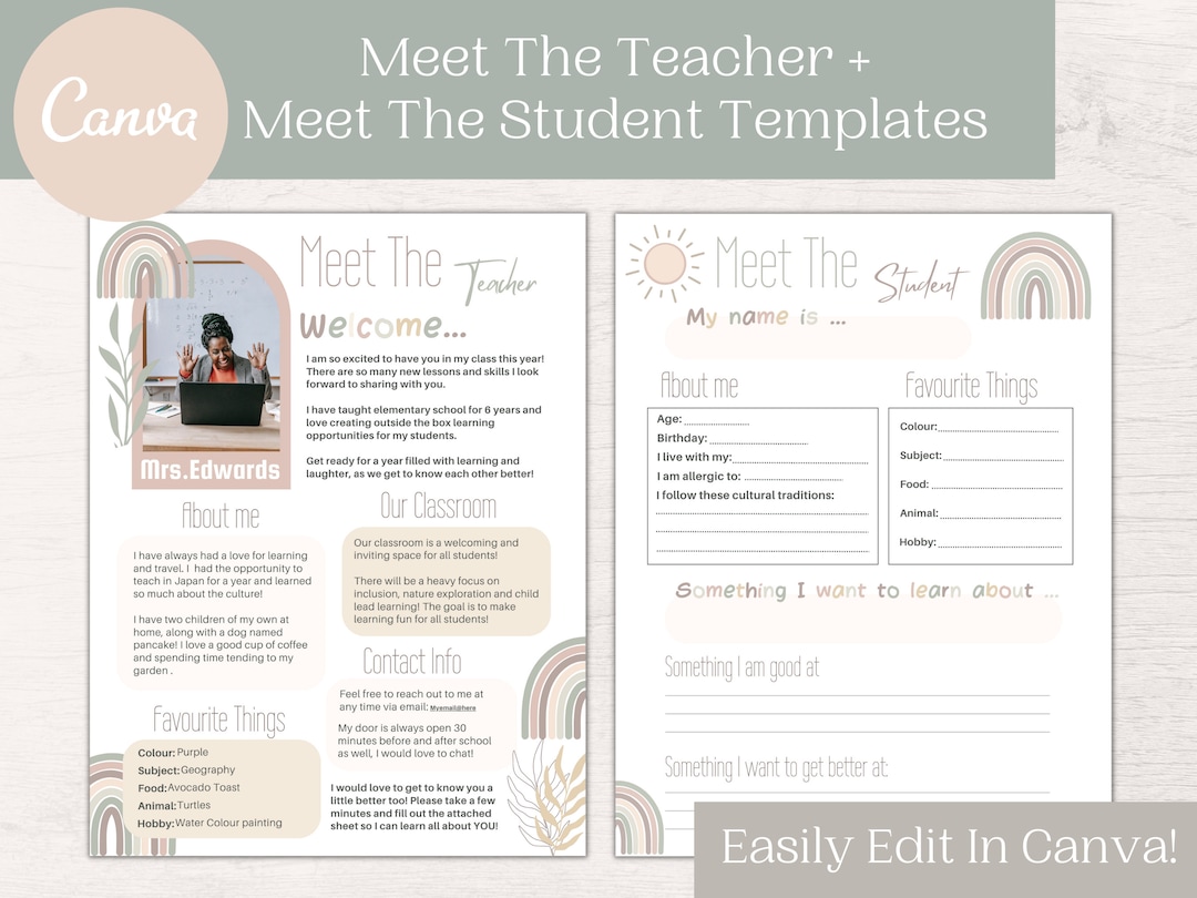 Meet the Teacher and Meet the Student, Editable Classroom Templates ...