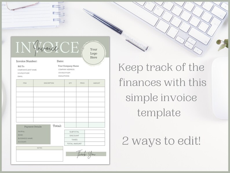 Editable Canva Invoice Template | Printable Order Form Template |small ...
