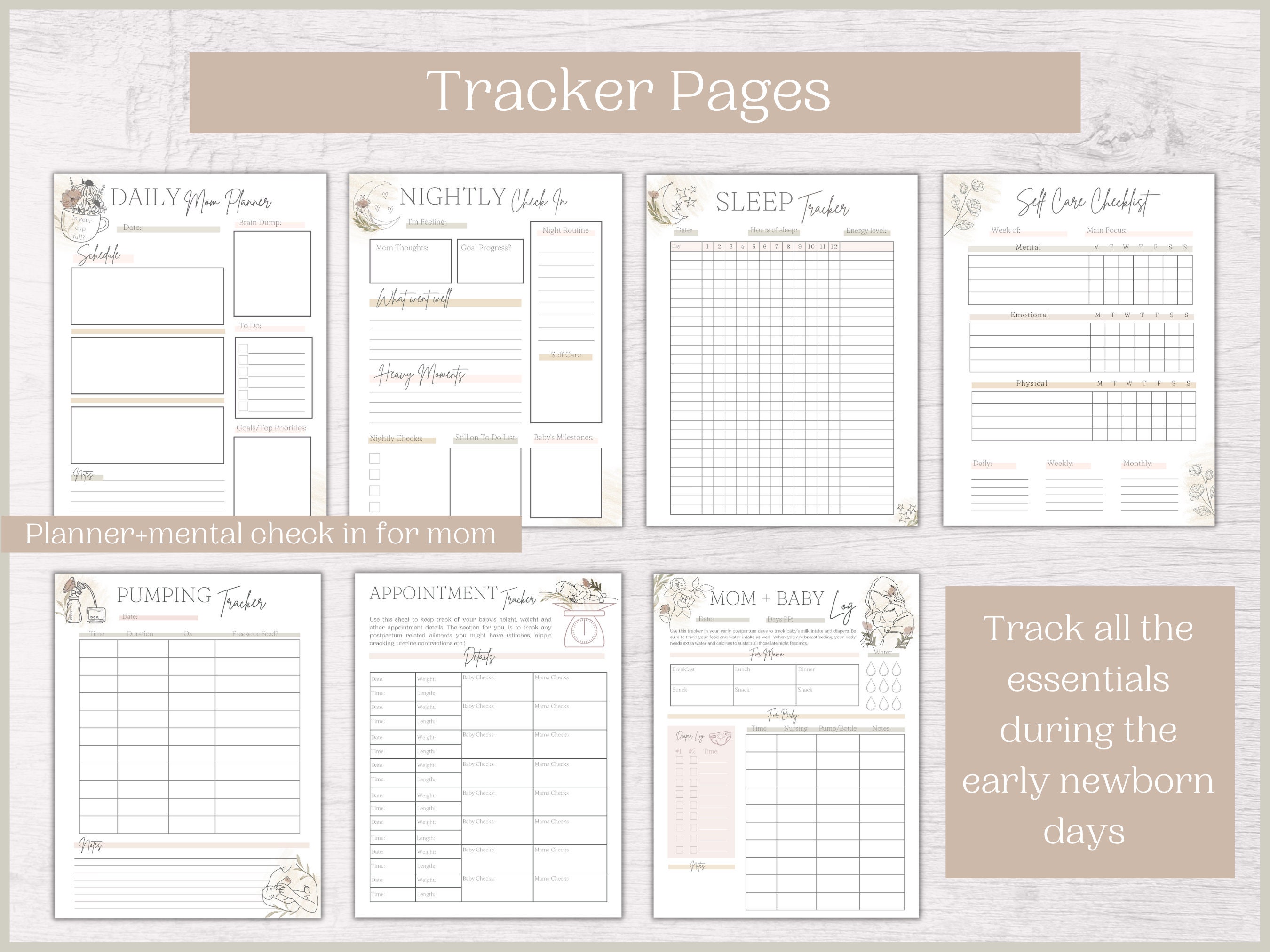Postpartum Planner Checklists and Bullet Journal | New Mom Journal ...