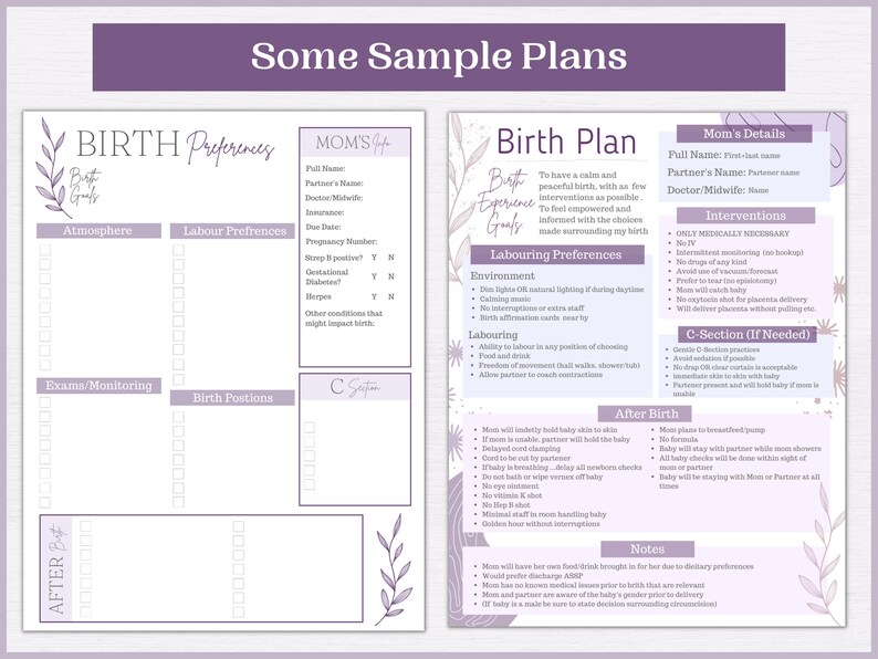 Custom Birth Plan Template - Etsy