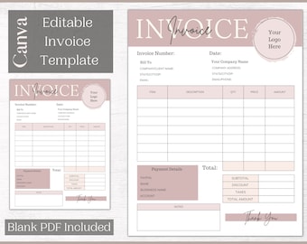 Editable Canva Invoice Template | Printable Order Form Template |small ...