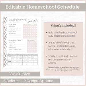 Editable Homeschool Schedule Template | Weekly Schedule and Chore Chart ...