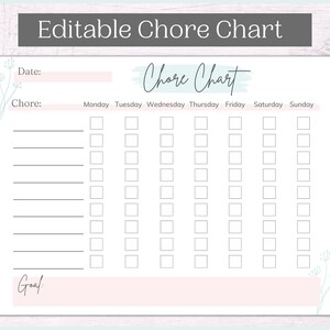 Editable Chore Chart for Kids | Pastel Colours and Minimalist Design - Etsy