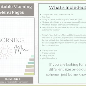 Homeschool Preschool Morning Menu Printable | Morning Menu Pages | Busy ...