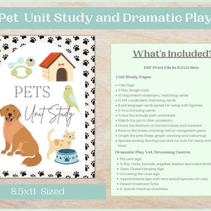Pet Themed Unit Study Bundle | Vet Clinic Dramatic Play Printables ...