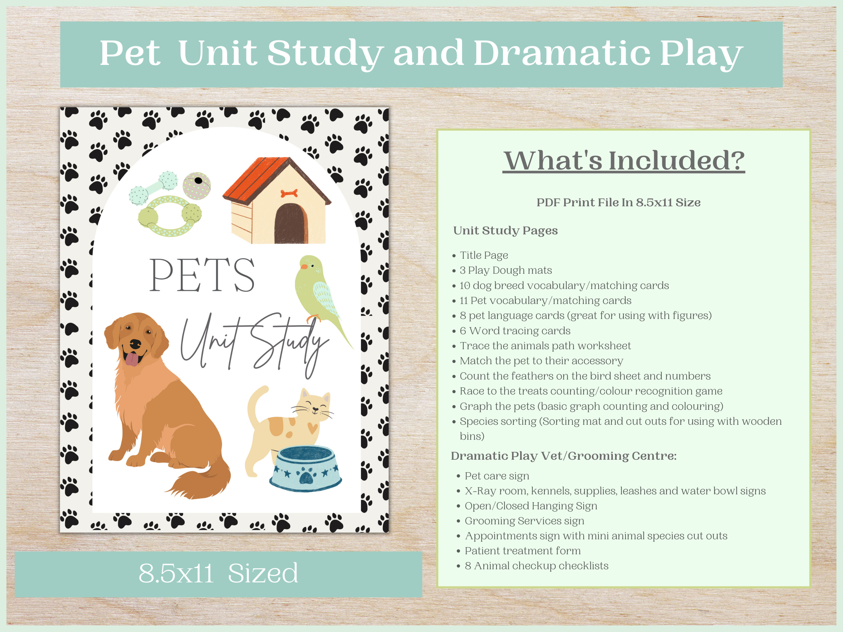 Pet Themed Unit Study Bundle Vet Clinic Dramatic Play Printables ...