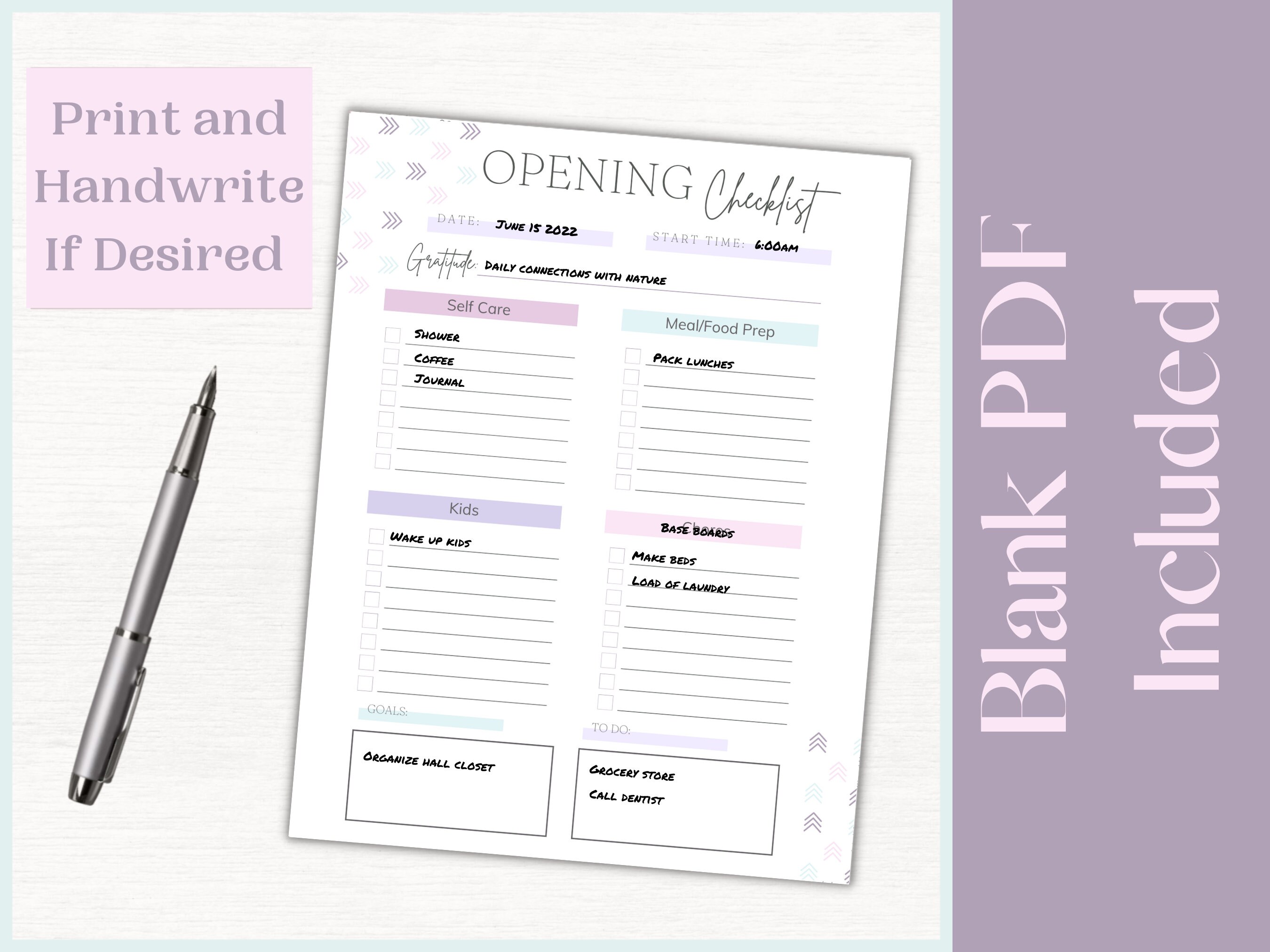 Editable Cleaning Schedule Opening and Closing Household Cleaning ...