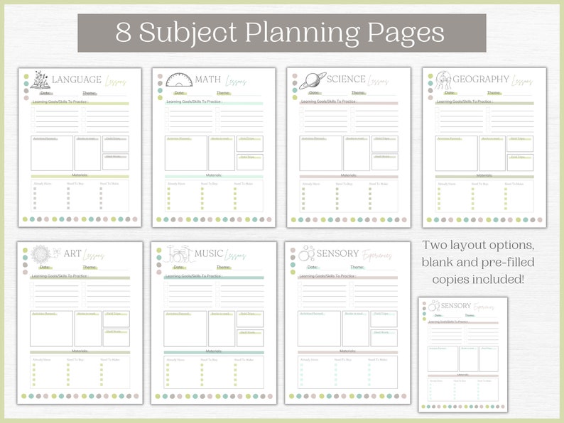 Homeschool Planner Printable Montessori Inspired Lesson Planner - Etsy