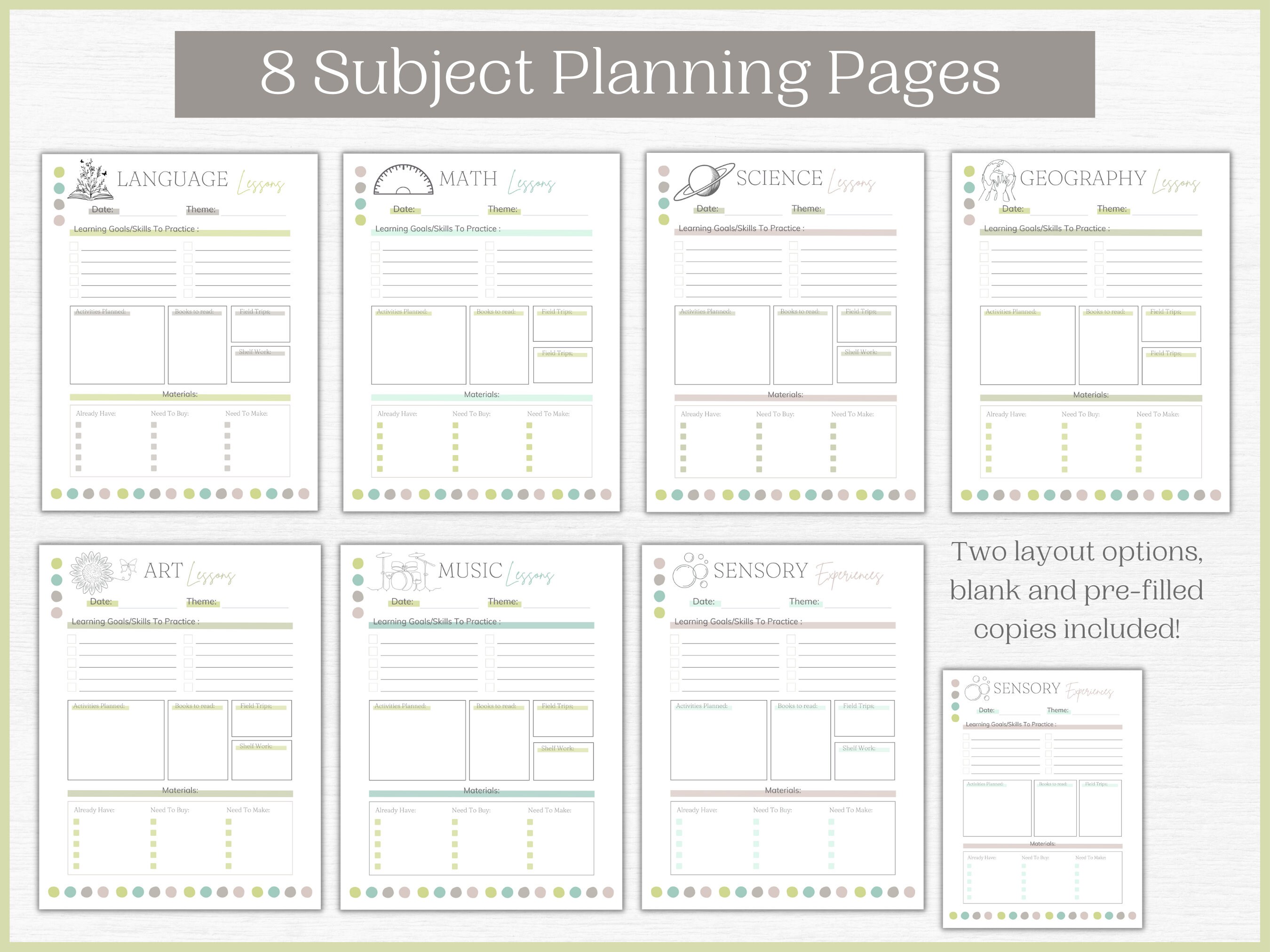 Homeschool Planner Printable Montessori Inspired Lesson Planner - Etsy