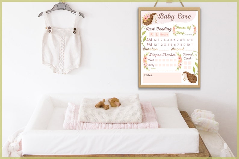 Woodland Baby Breastfeeding Tracker and Care Log | Baby Girl Woodland ...