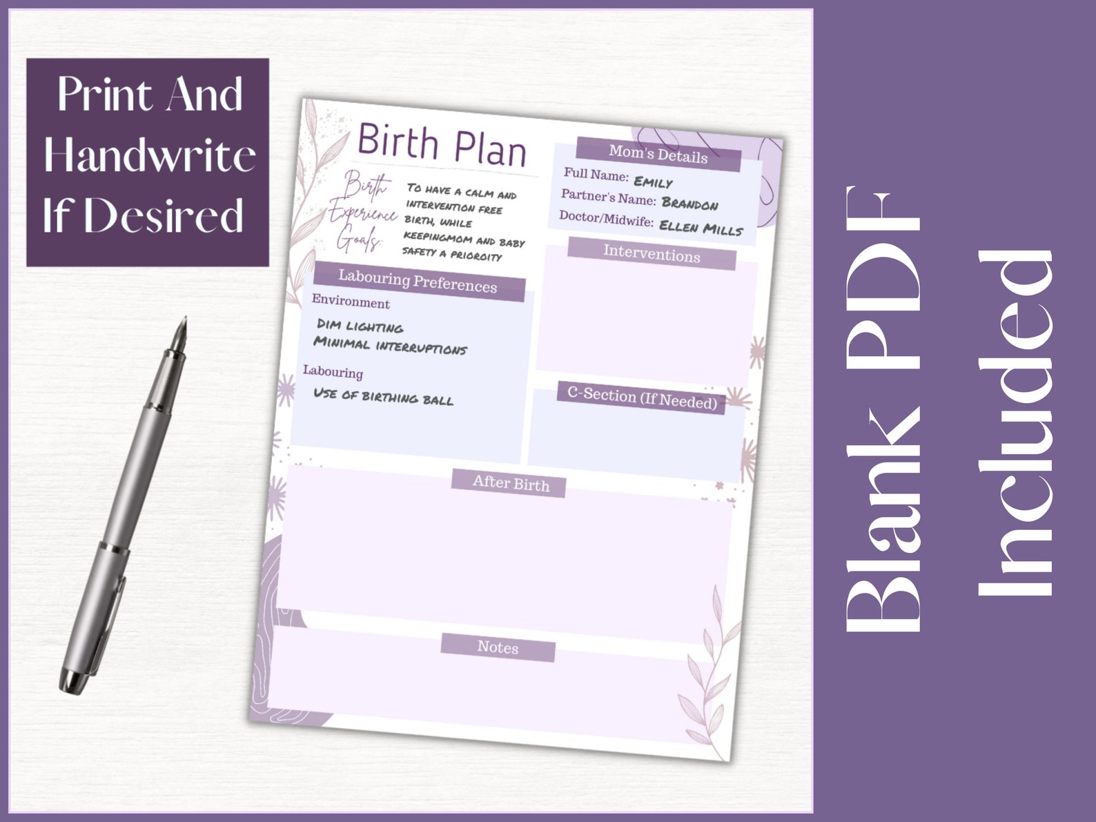 Editable Birth Plan Template Printable Birthing Plan - Etsy Canada