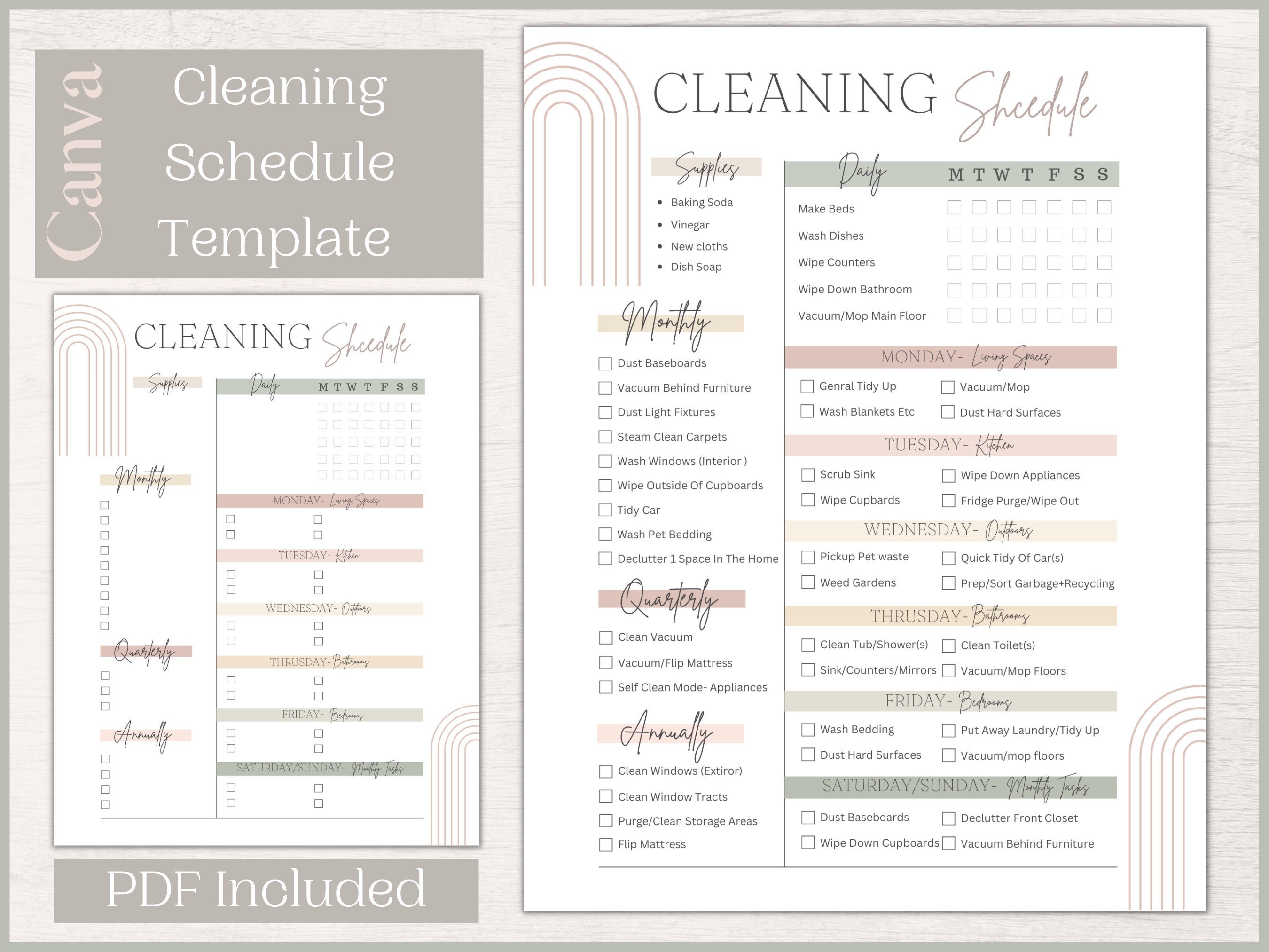 Printable Cleaning Schedule | Editable Cleaning Schedule Template - Etsy