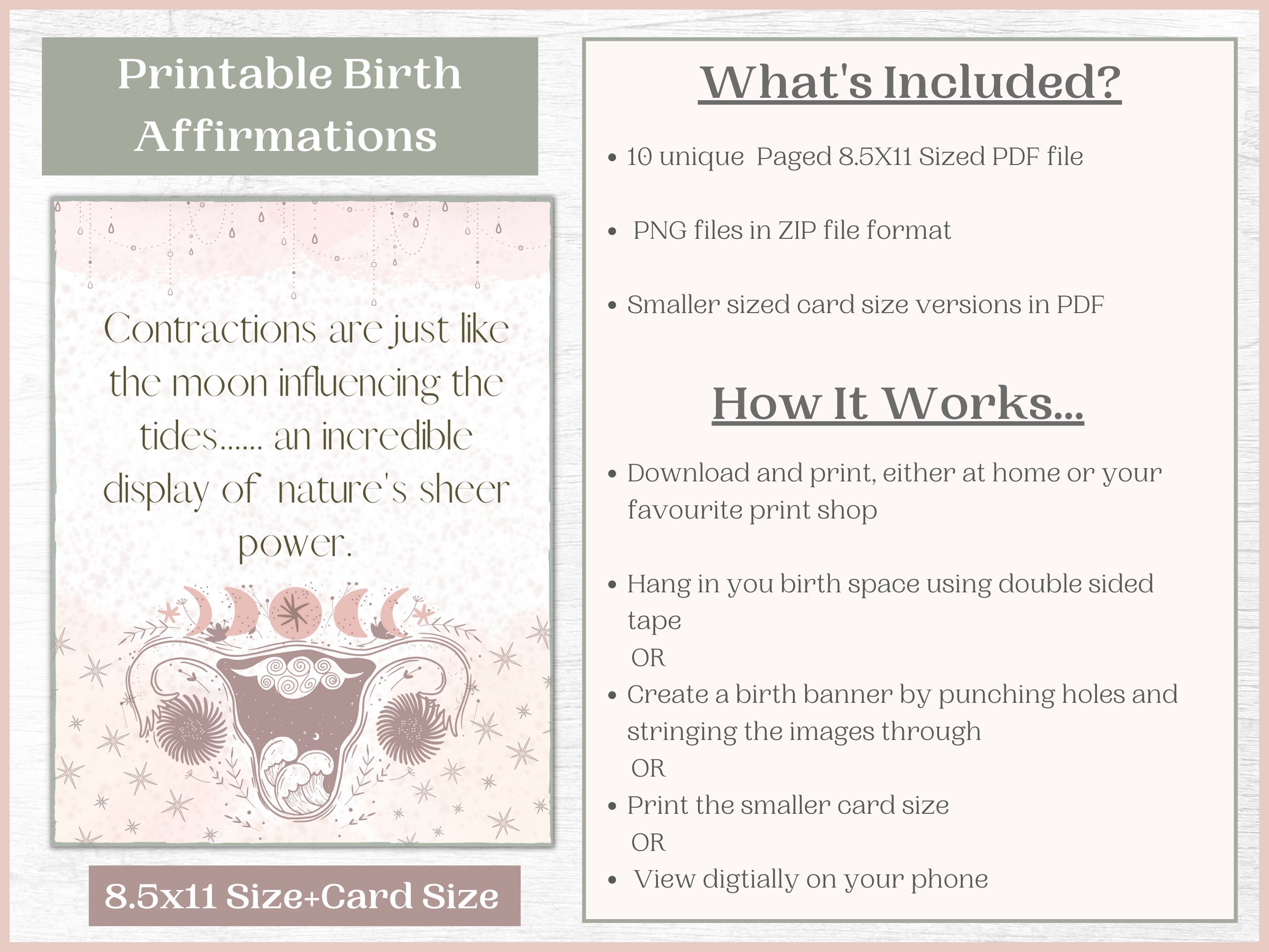 Birth Affirmation Printable Posters | Birth Affirmations Printable Art ...