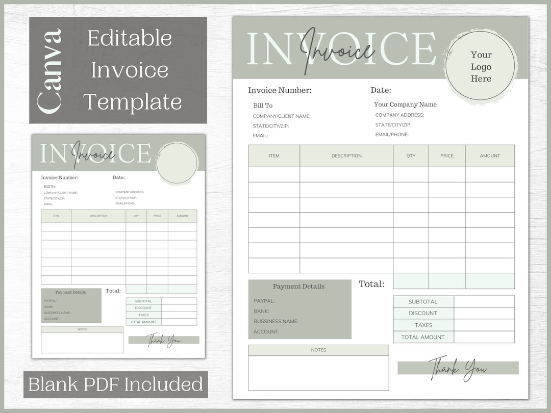 Editable Canva Invoice Template | Printable Order Form Template |small ...