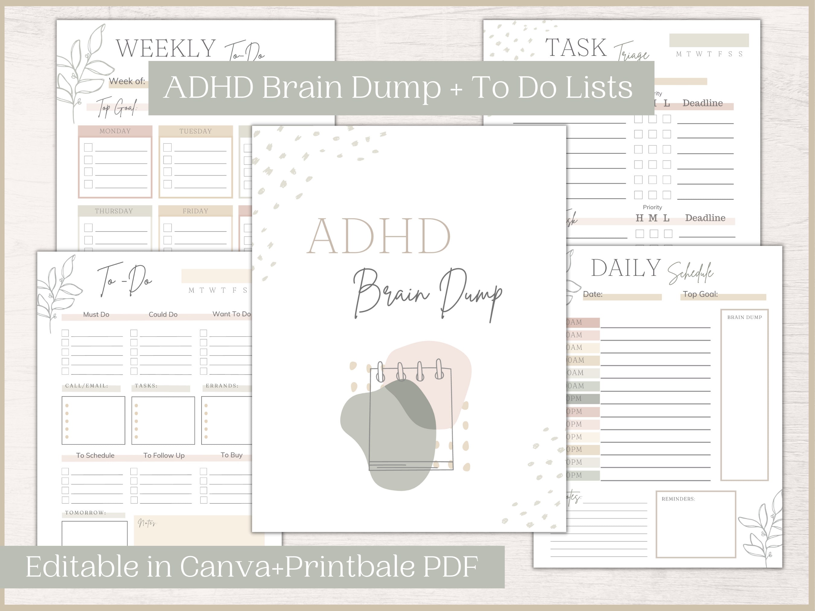 ADHD Brain Dump and to Do List Templates ADHD Productivity Planner ...