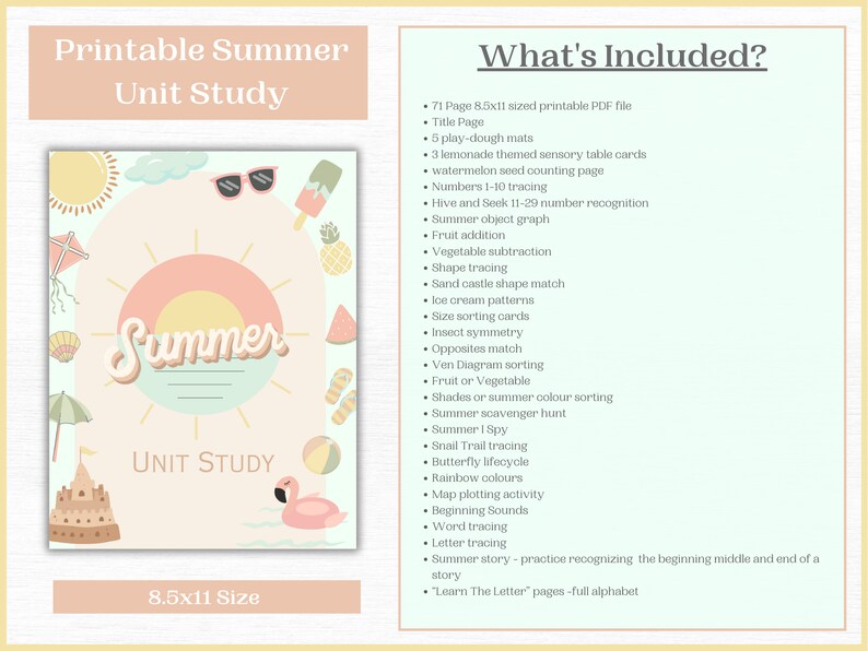 Printable Summer Themed Kindergarten Activities | Homeschool Preschool ...