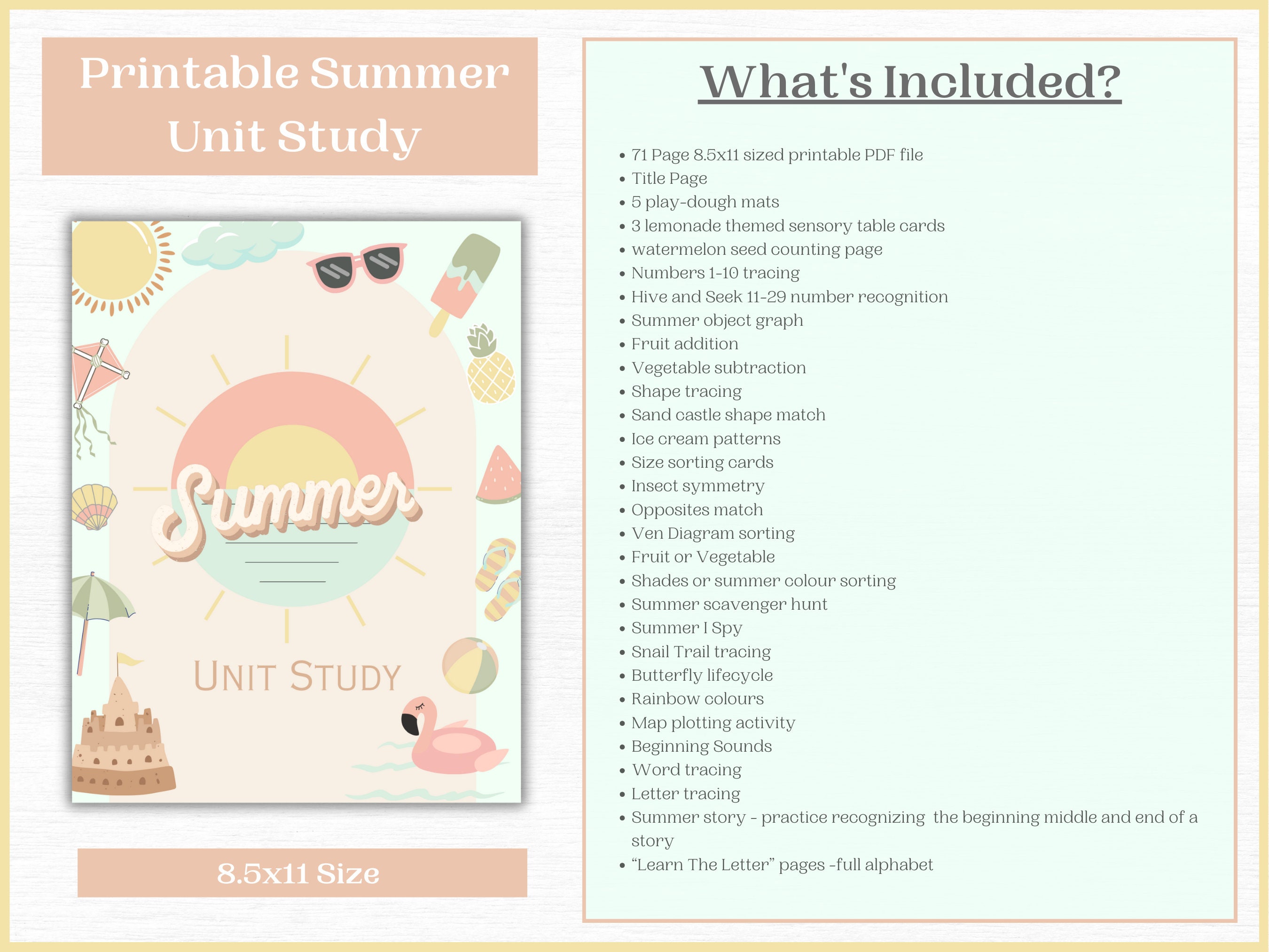 Printable Summer Themed Kindergarten Activities | Homeschool Preschool ...