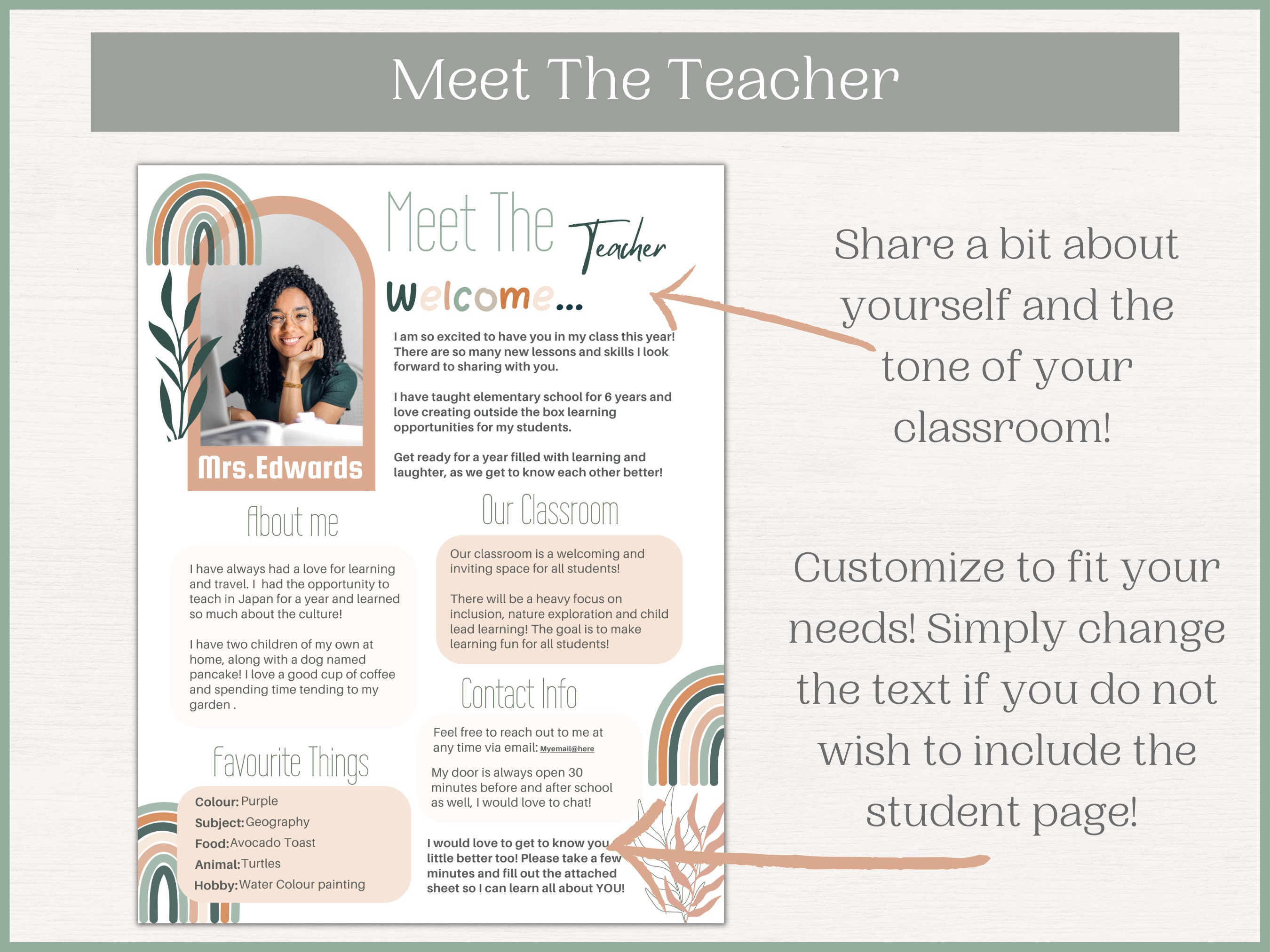 Meet the Teacher and Meet the Student, Editable Classroom Templates ...